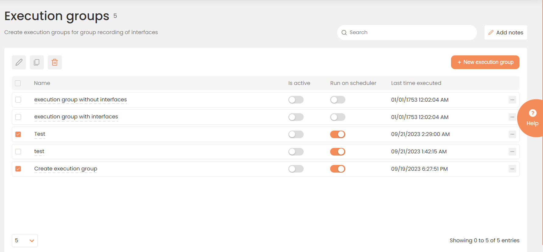 Execution Group Work Area
